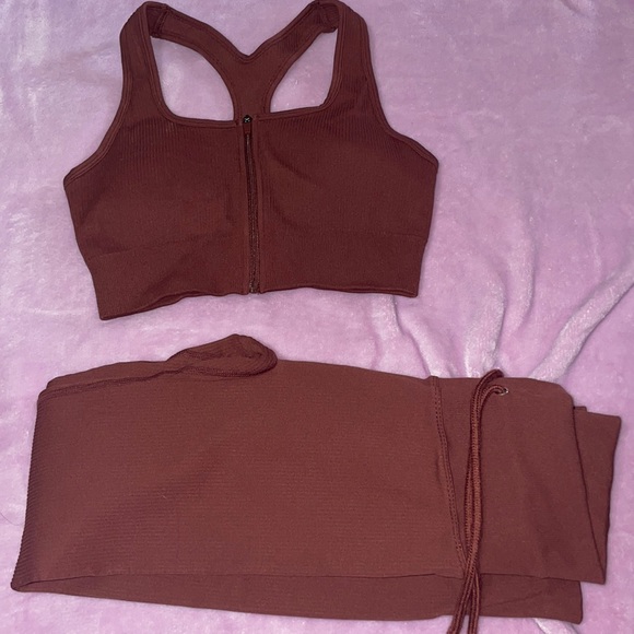Pants & Jumpsuits | New Maroonbrown Workout Set | Poshmark